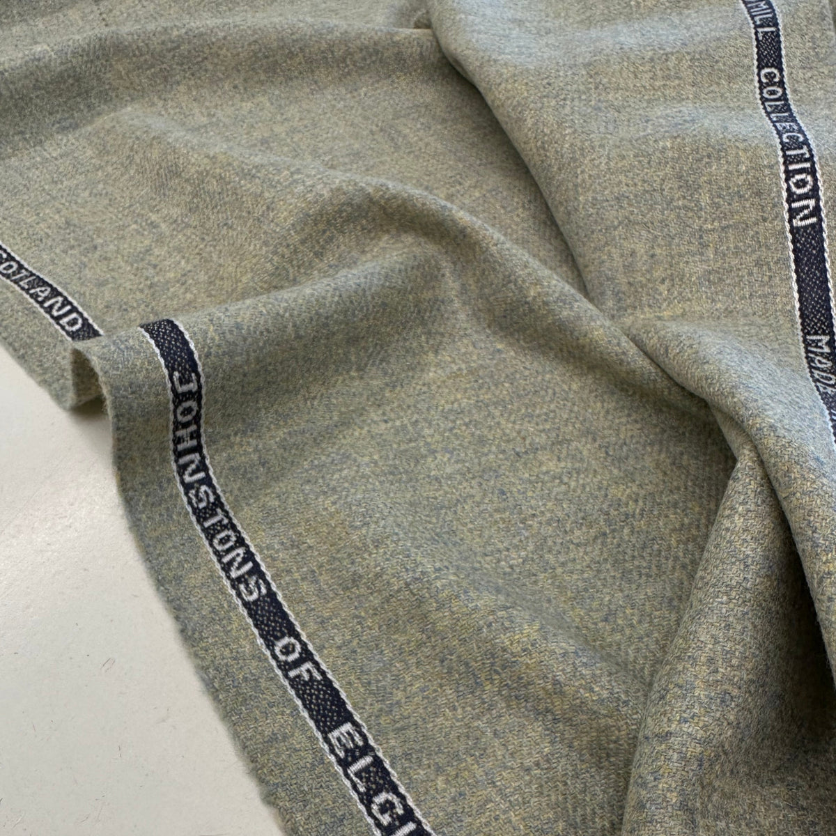 Johnstons Of Elgin Estate Gamekeeper Tweed Micra Sail Green Made In Sc ...