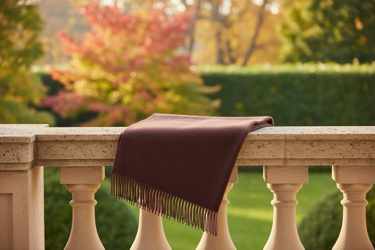 Pure Cashmere Brown Stole Classic Plain Ripple Made in England ...